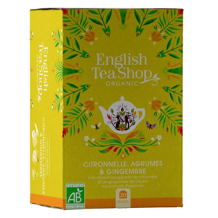 Infusion citronnelle gingembre et agrumes bio English Tea Shop - 20 ...