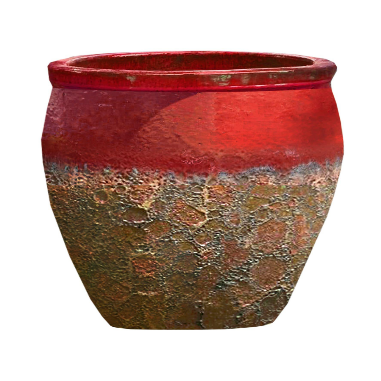 Cuvier en grès émaillé old rouge Decolines Leon - Ø 50 x H 49 cm | botanic®