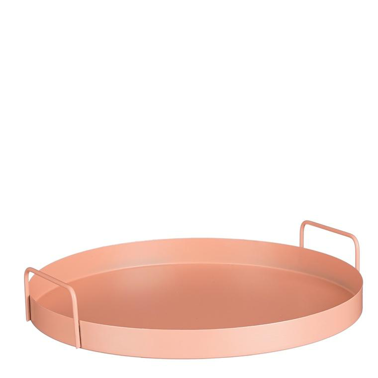 Plateau de décoration coloris rose en métal Razz - Ø 35 cm