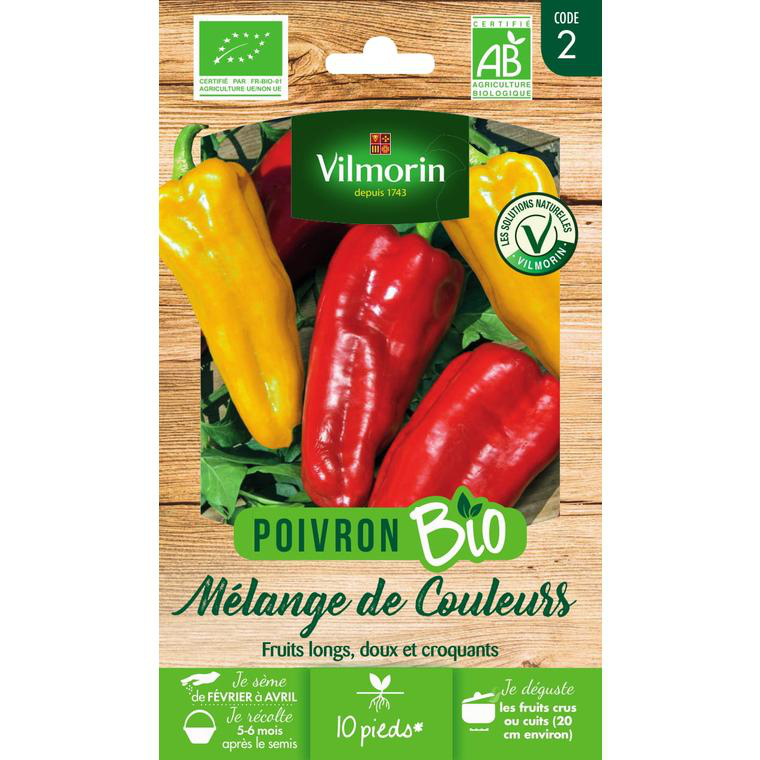 Graines de poivron mélange de couleurs bio Vilmorin - graines à semer