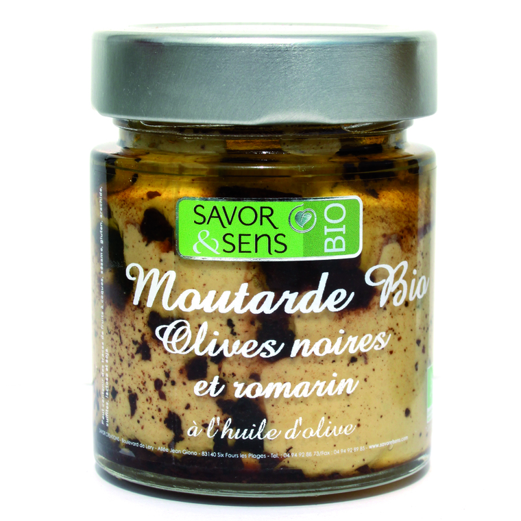 Moutarde bio aux olives noires et romarin 130 g | botanic®