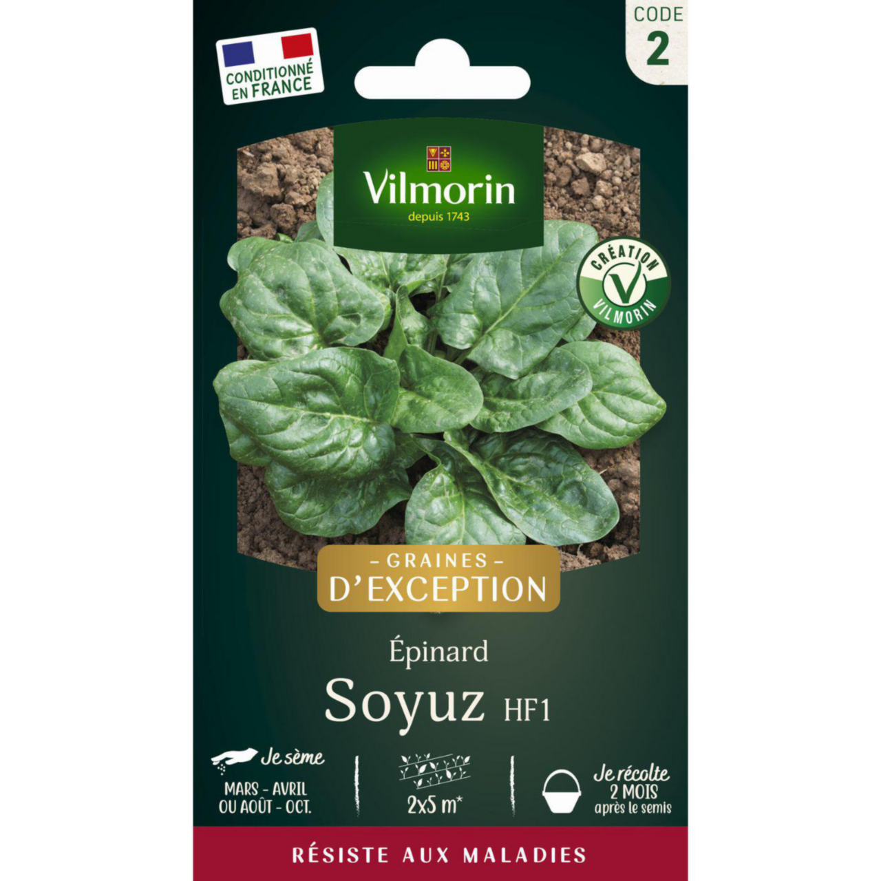 Sachet de semences potagères graines d'épinard Soyuz HF1 VL2 | botanic®
