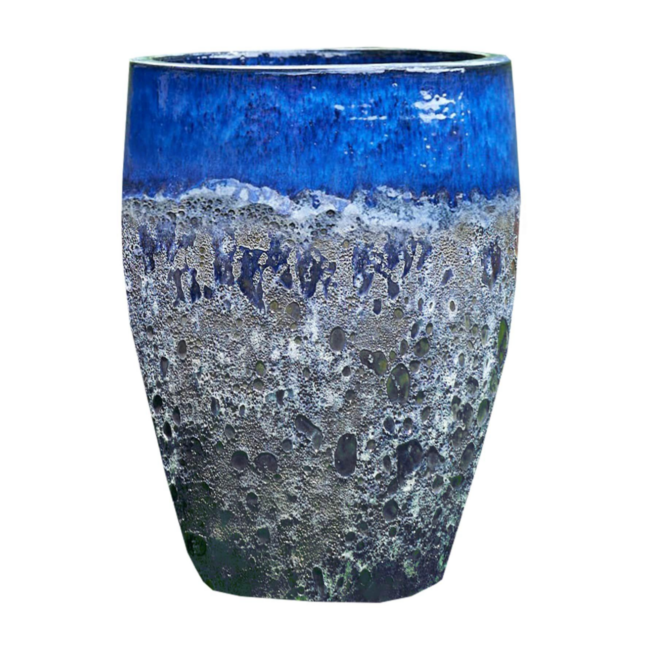 Jarre en grès émaillé bleu Decolines Leon - Ø 59 x H 68 cm | botanic®