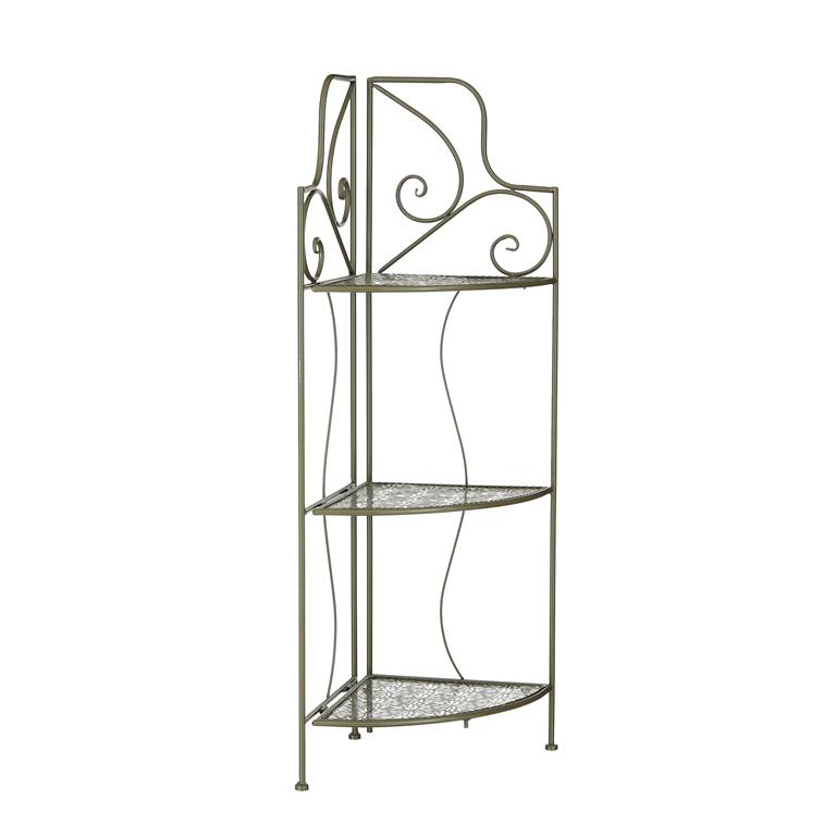 Sellette d'angle pliable en fer vert à 3 étages Tierra - 111 x 32 x 32 ...