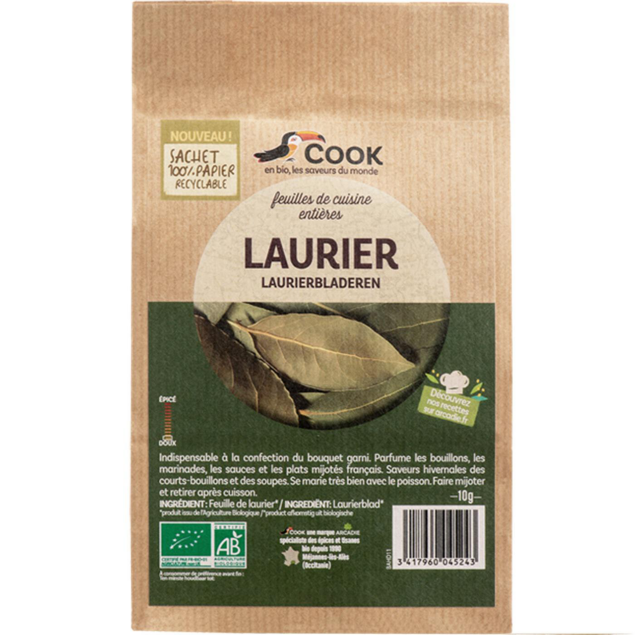 Laurier en feuilles bio en sachet kraft Cook - 10 g | botanic®