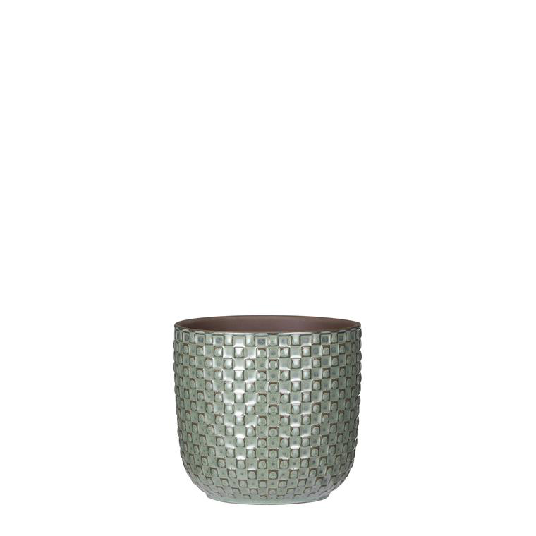 Cache pot rond en céramique vert Mica Décorations Daan - Ø 13 cm