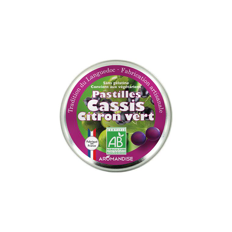 Pastilles cassis citron vert. La boîte de 45 g