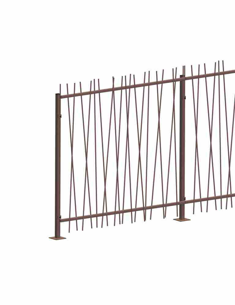 Clôture grille en acier aspect rouillé avec barreaudage roseau Vitis in Situ - 120 x 100 cm