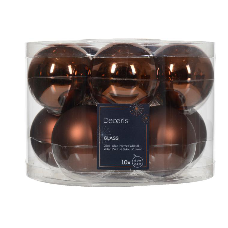 Boite de 10 boules en verre marron Kaemingk - Ø 6cm