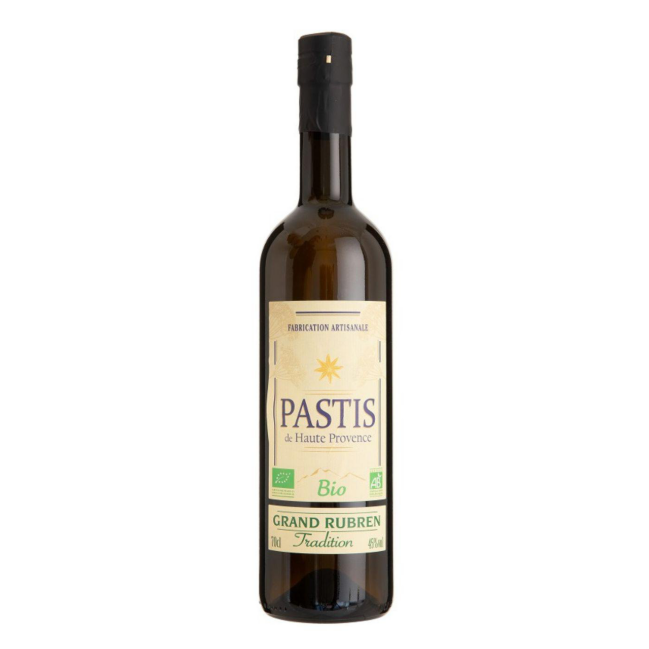 Pastis bio 45°. La bouteille de 70 cl