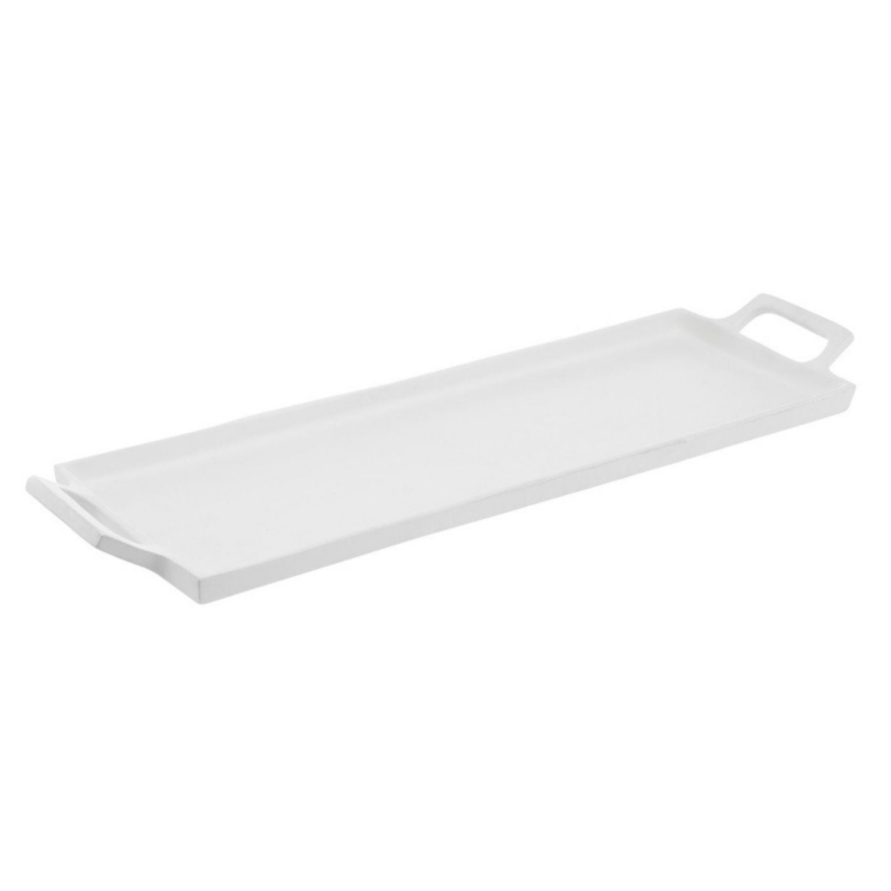 Plateau long rectangulaire coloris blanc en aluminium - 43 x 13,5 x 3,5 ...