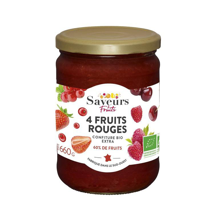 Confiture Extra de 4 fruits rouges bio - 660 g