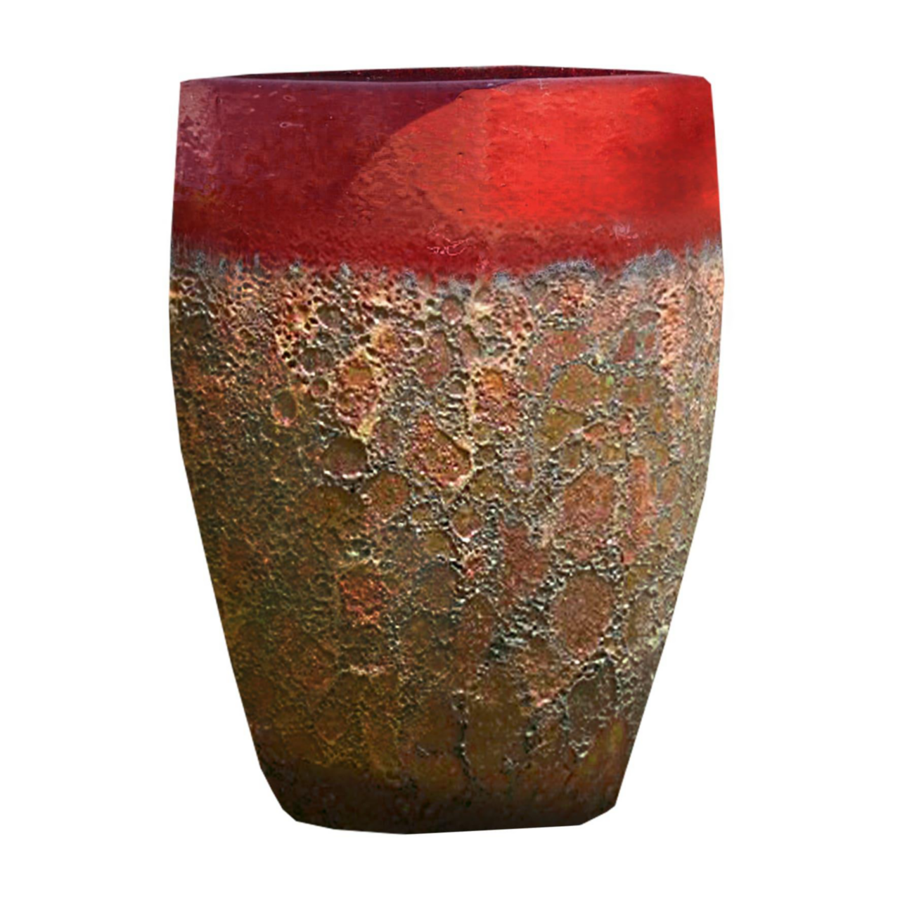 Jarre en grès émaillé rouge Decolines Leon - Ø 45 x H 56 cm | botanic®
