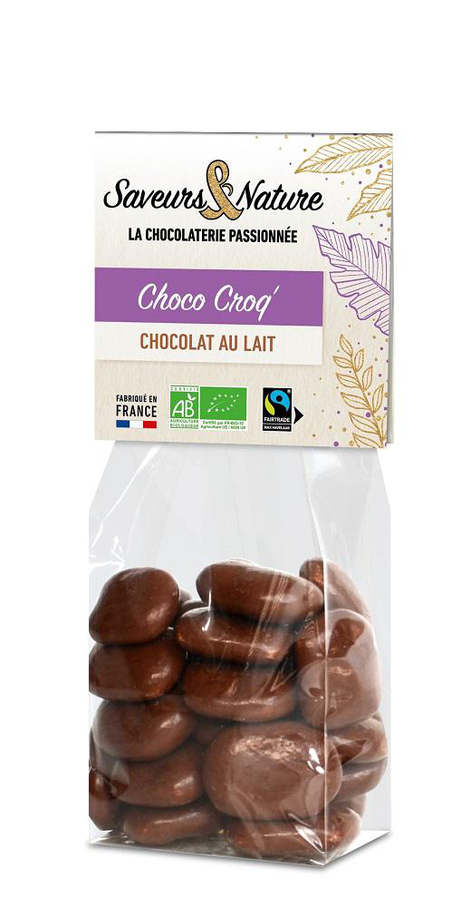 Sachet de chocolats soufflés enrobés de chocolat au lait bio Saveur et ...