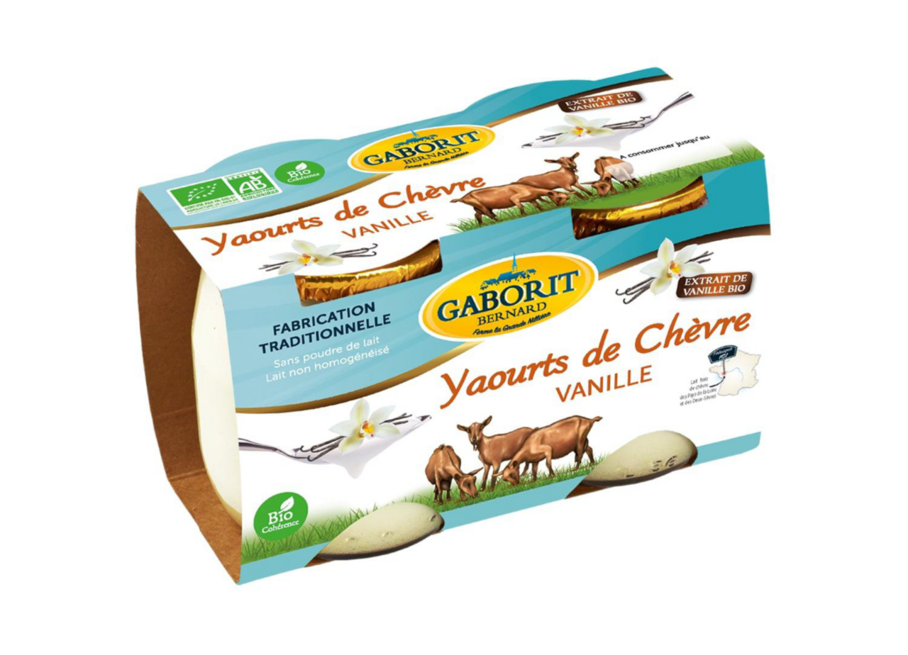 Yaourt au lait de chèvre bio aromatisé vanille Gaborit - 2 x 125 g ...