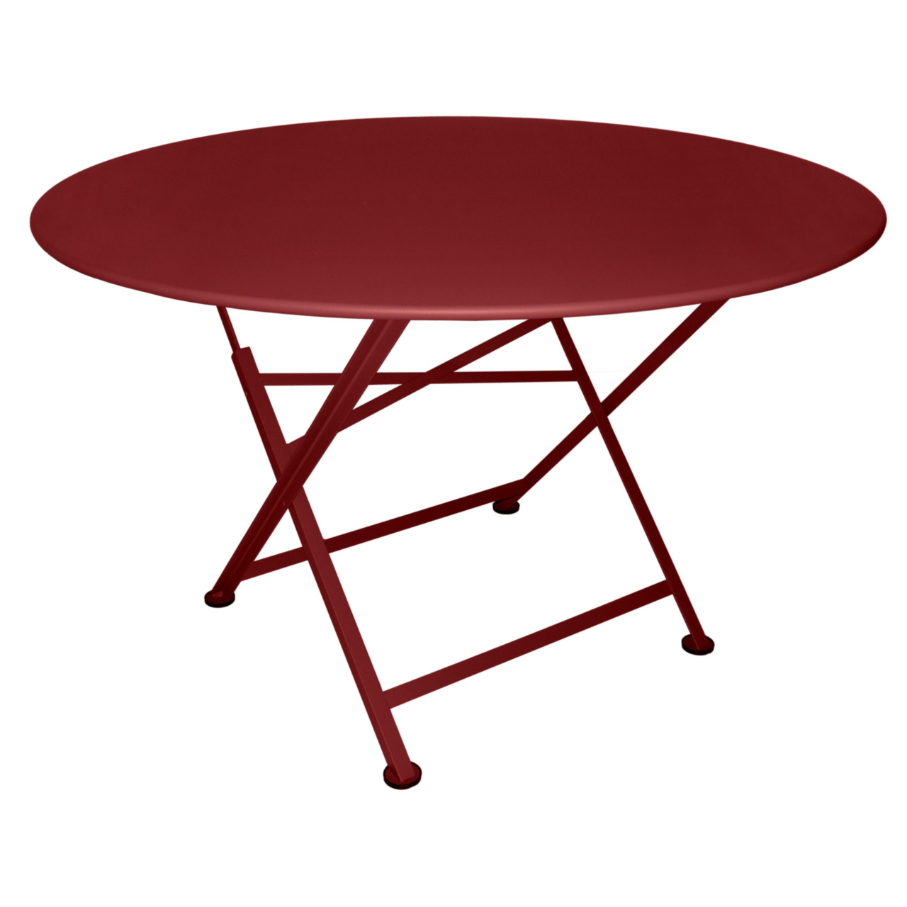 Table pliante Cargo coloris rouge en acier Fermob - Ø 117 cm
