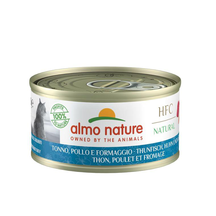 Aliment pour chat HFC en boite Almo tho, poulet et fromage - 70 g