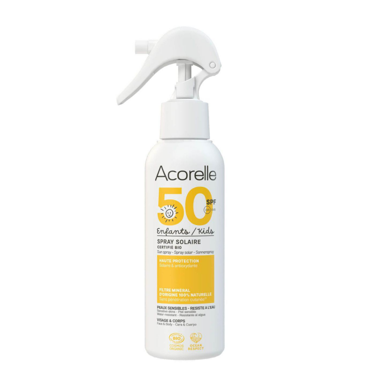 Spray solaire enfant SPF 50 Bio Acorelle - 150 ml | botanic®