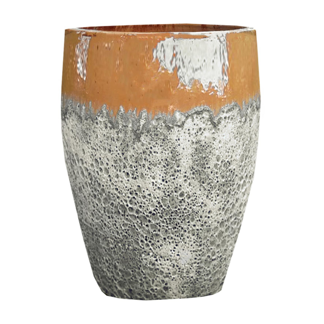 Jarre en grès émaillé gris/jaune miel Decolines Leon - Ø 45 x H 56 cm ...