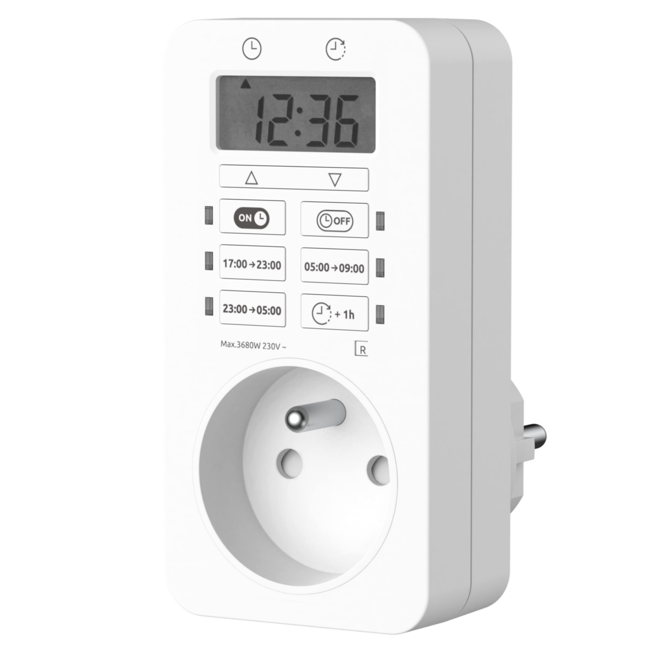 Horloge et prise easy set timer coloris blanc - 16 A x 230 V