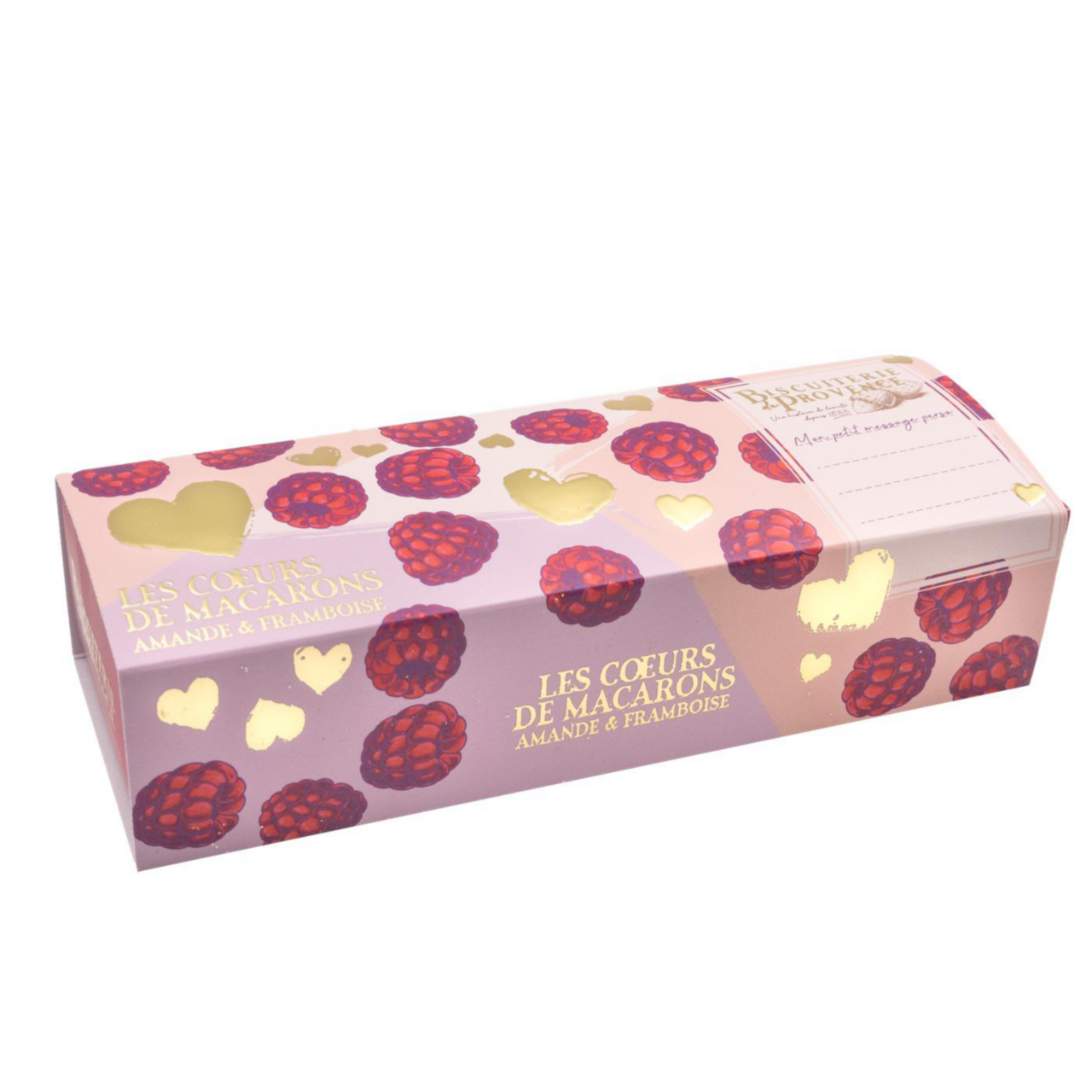 Macarons cœur à l'amande et à la framboise Biscuiterie de Provence - 90 ...