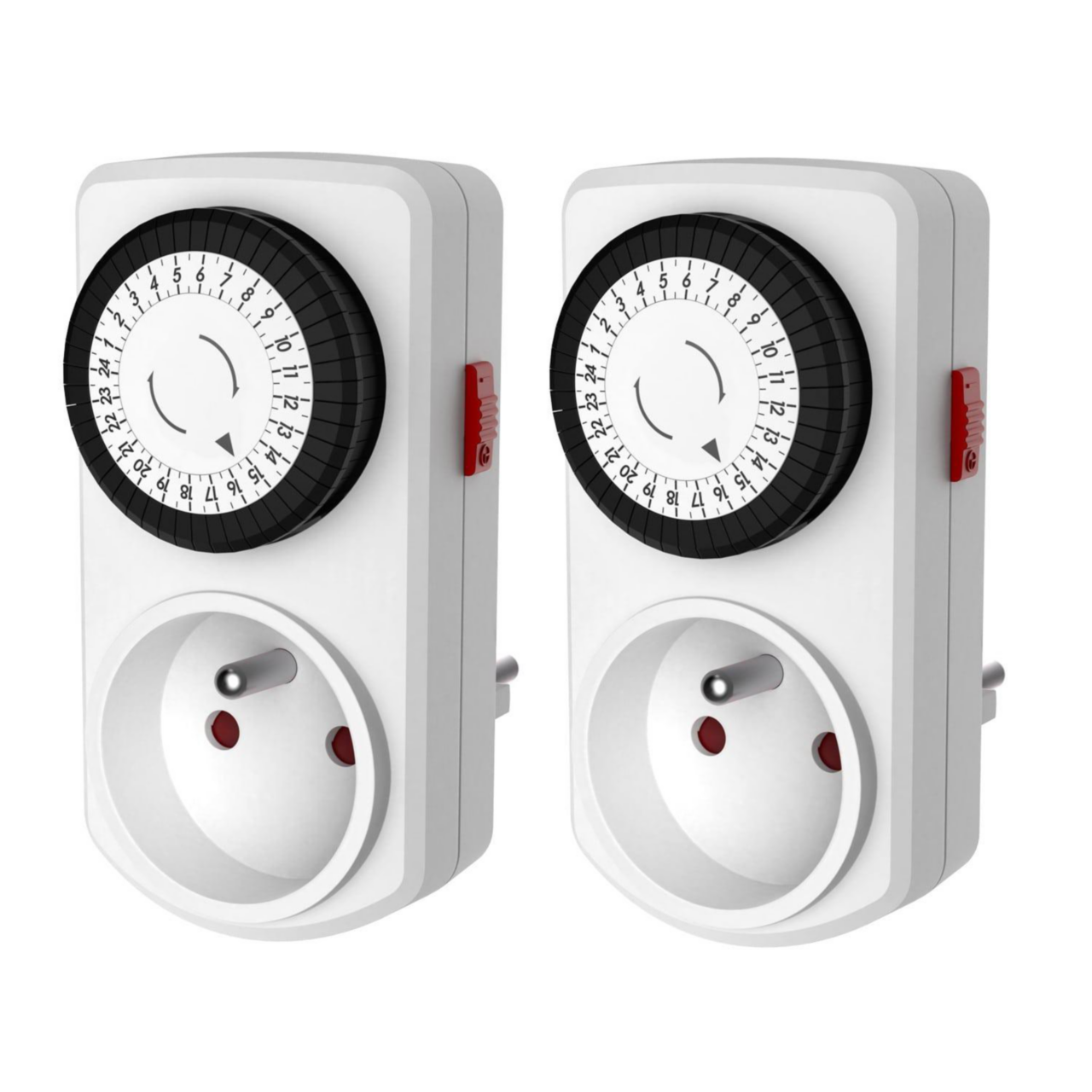 Lot de 2 mini programmateurs mécaniques journalier coloris blanc
