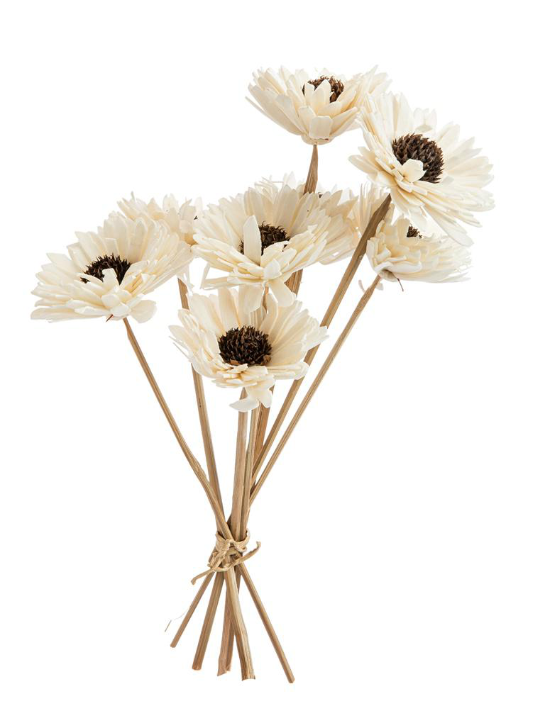 Bouquet de 8 fleurs artifcielles Gerbera coloris blanc - Ø 6 cm | botanic®