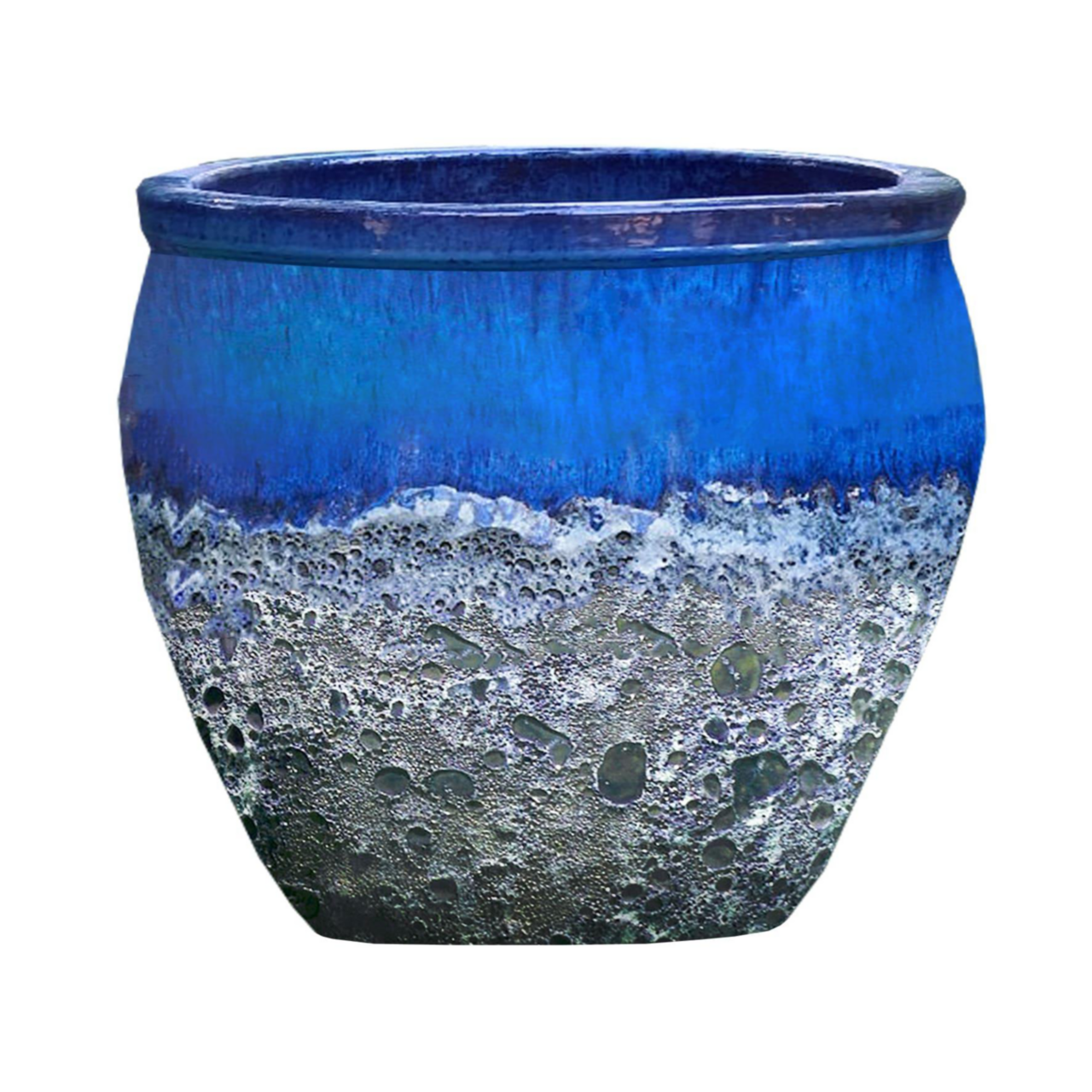 Cuvier en grès émaillé old bleu Decolines Leon - Ø 40 x H 39 cm | botanic®