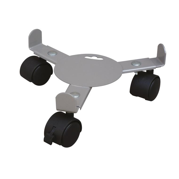 Support 3 roulettes extensible gris alu Extensible 27 à 37 cm