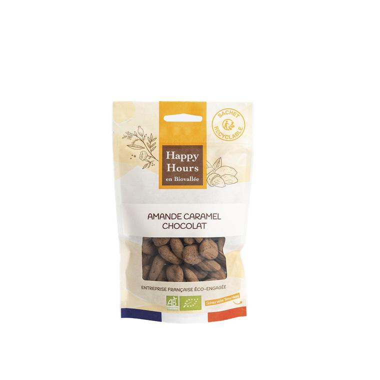 Amande caramel chocolat bio en sachet Happy Hours en Biovallée - 130 g ...