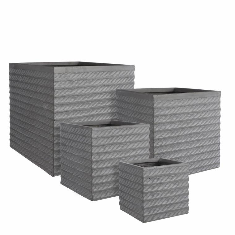 Pot carré gris Edelman Hollande Corda - 25 x 25 cm