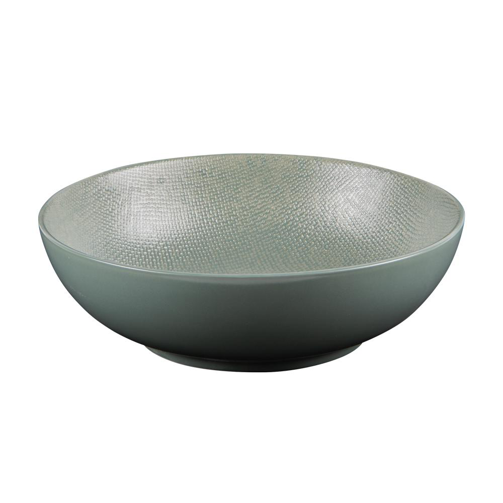 Saladier en grès vert effet martelé Vesuvio - Ø 24 cm