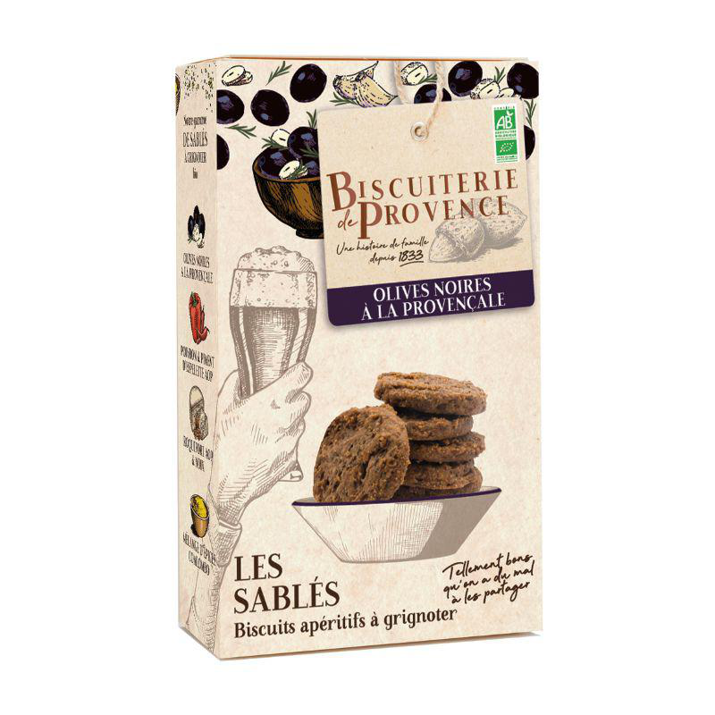 Sablé apéritif olives noires à la Provencale bio Biscuiterie de ...