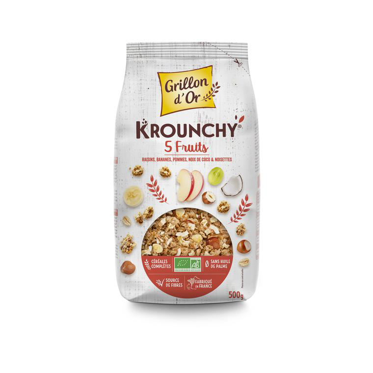 Céréales Krounchy 5 fruits bio en sachet de 500 g