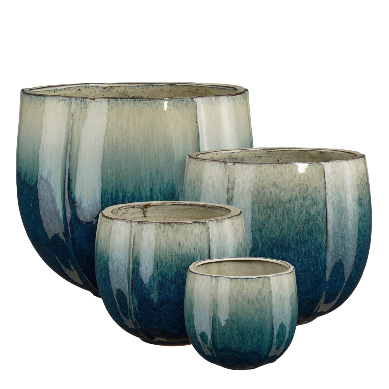 Pot rond en céramique coloris pétrole Edelman Corsica - Ø 21 x H 19 cm