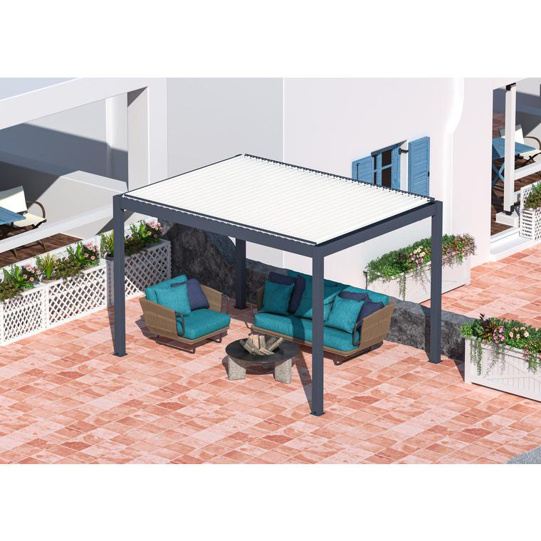 Pergola motorisée solaire coloris noir Zephir - 300 x 400 cm