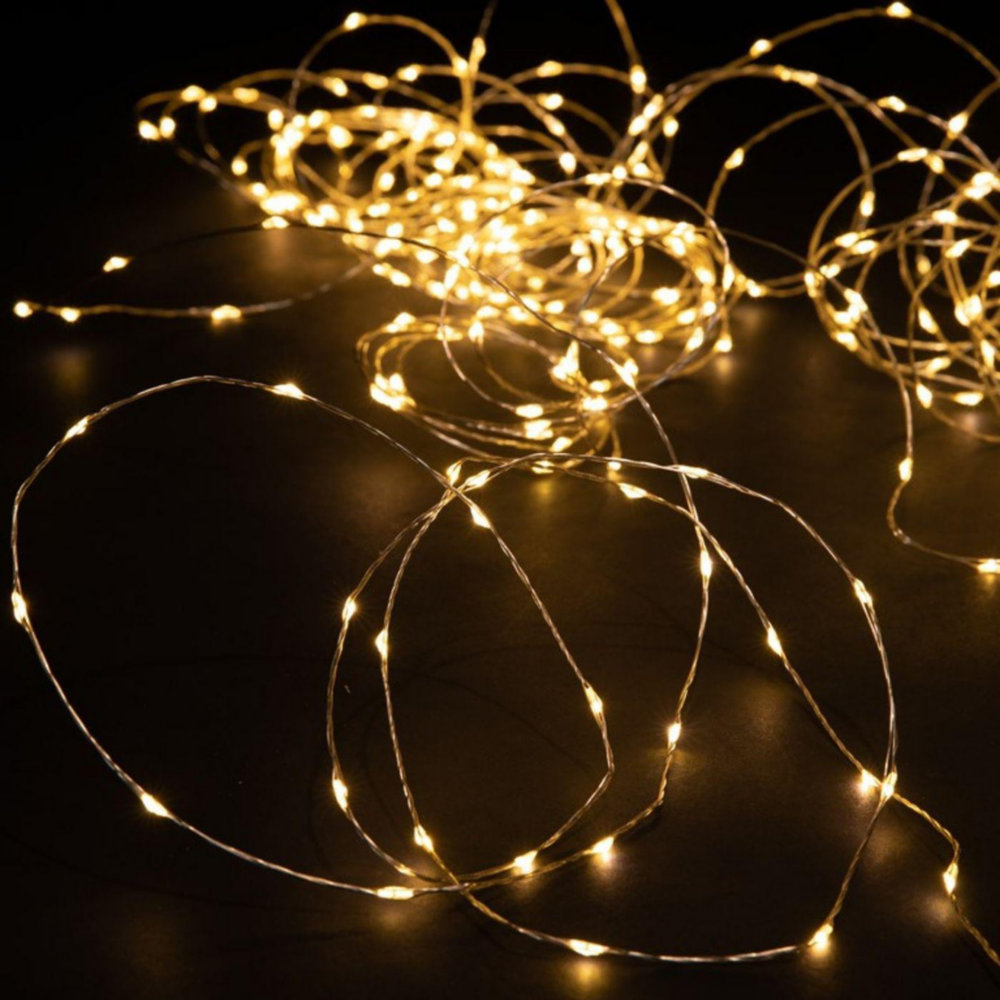 Guirlande lumineuse micro LED à lumière fixe blanc chaud sur secteur - 15 m