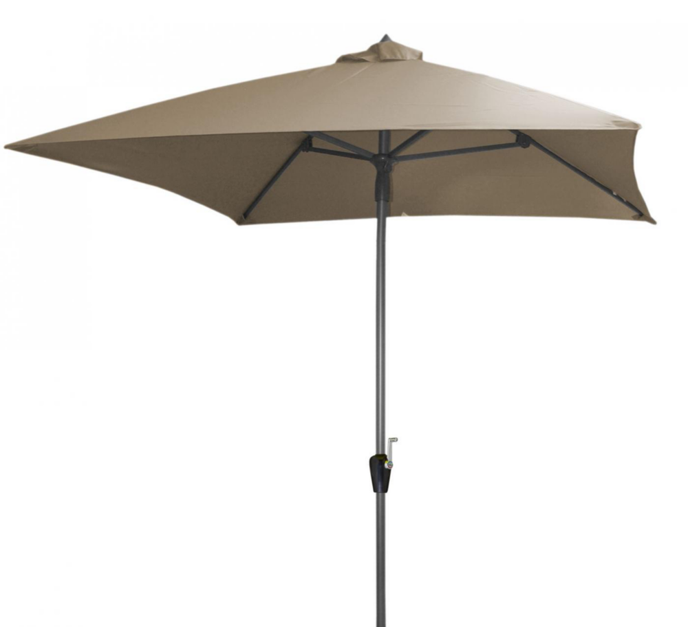 Parasol droit aluminium, inclinable à manivelle, taupe, PROLOISIRS - 2 ...