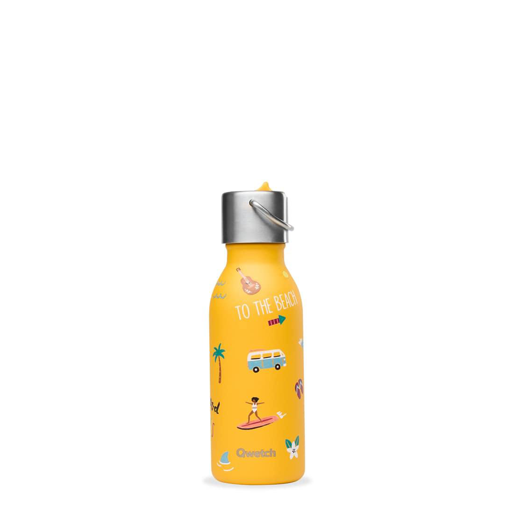 Bouteille isotherme Kids Honolulu en inox coloris jaune Qwetch - 350 ml