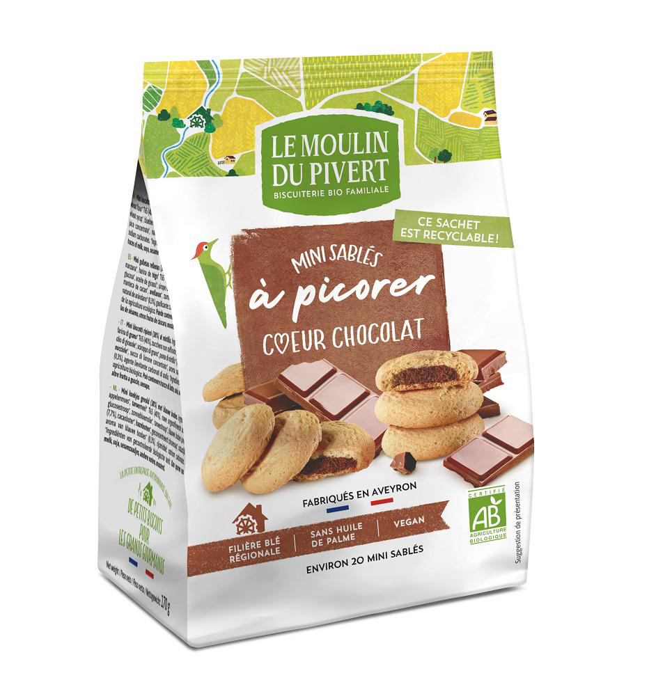 Mini sables cœur chocolat bio Moulin du pivert - 170 g