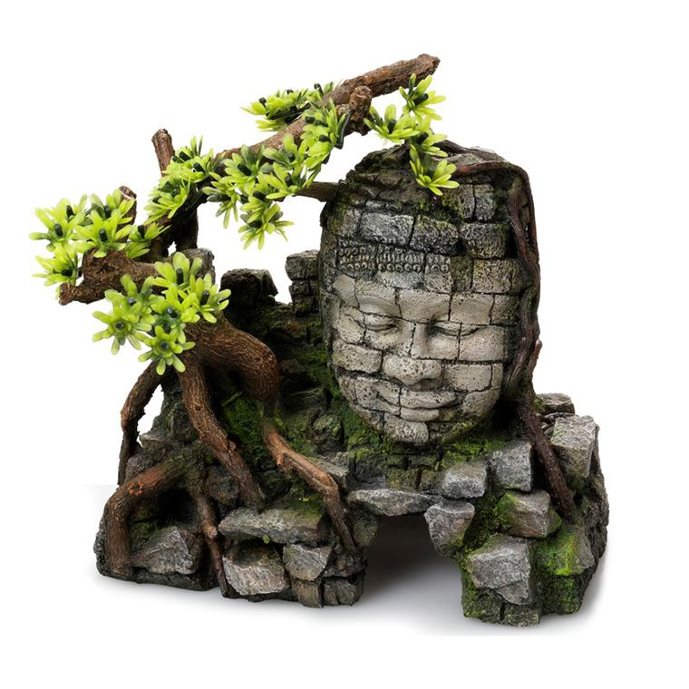 Décor aquarium temple angkor avec ses plantes coloris gris résine de ...