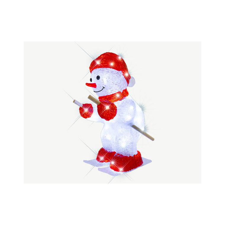 Bonhomne de neige skieur lumineux LED à lumière fixe blanc pur sur ...