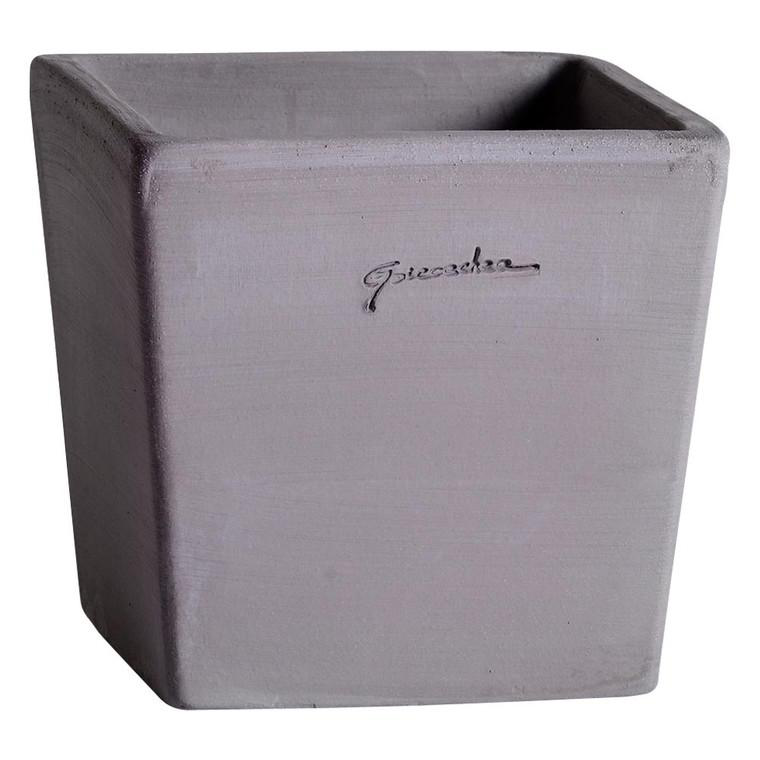 Pot Carré Lisse en terre grise 16x 16x15 cm
