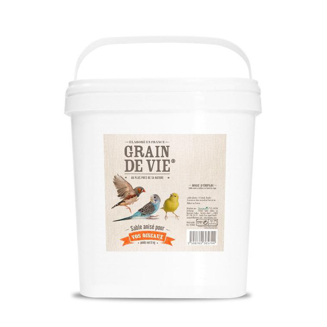 Sable anisé blanc antibactérien pour oiseaux Grain de Vie - 6 kg | botanic®