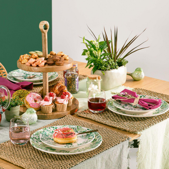Chemin de table Lenea coloris vert en coton - 140 x 40 cm | botanic®