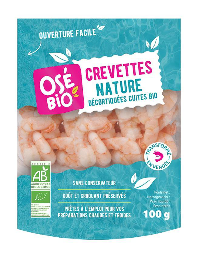 Crevettes nature décortiquées cuites bio Osé bio - 100 g | botanic®
