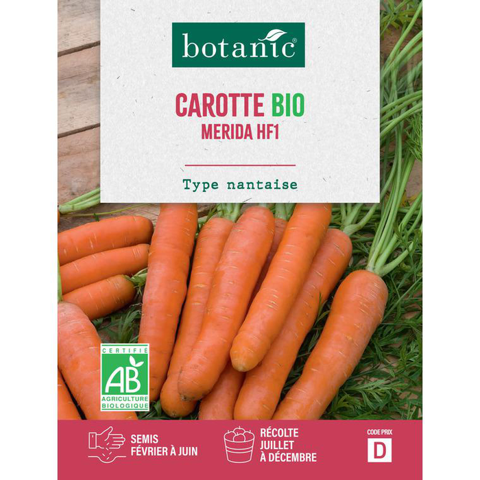 Graines de Carotte merida hybride F1 bio botanic® - graines à semer