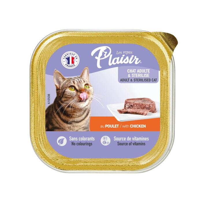 Aliment humide pour chat stérilisé en barquette Repas plaisir poulet ...