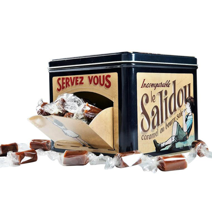 Caramels dans une boite en métal servez-vous 500 g